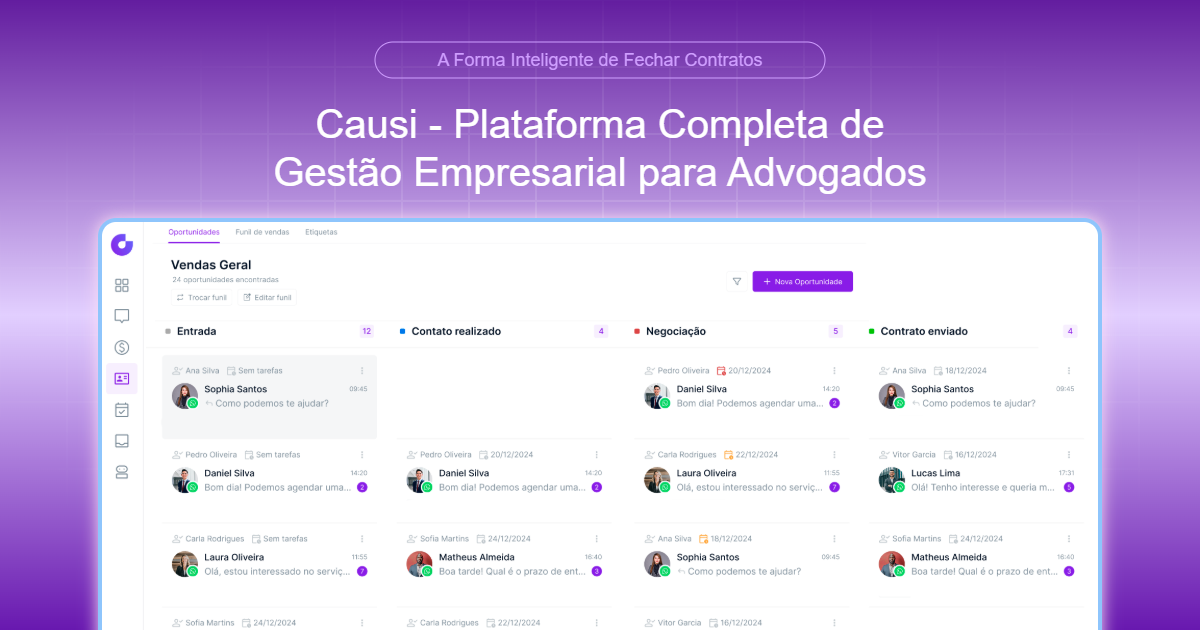CRM com IA para Advogados | Feche 3x Mais Contratos - Causi
